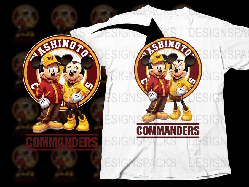 Washington Commanders Logo Mickey and Minnie Png Digital Download