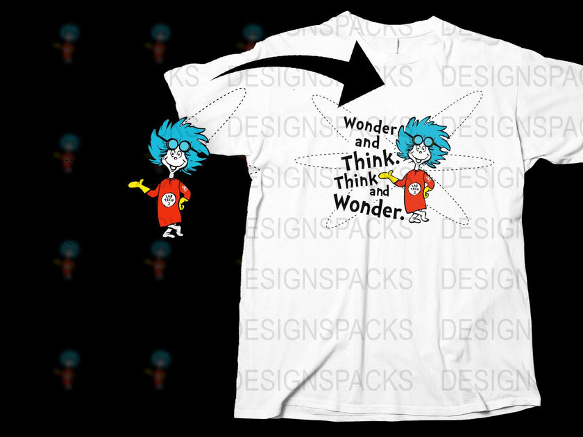 Wonder Think Cartoon Design Graphic Png Digital Download