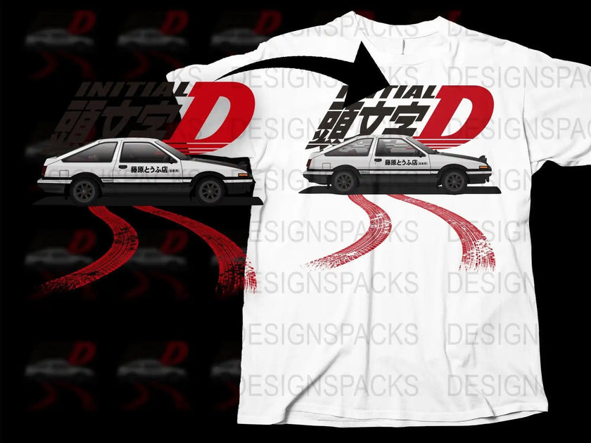 Initial D Car with Drift Marks Anime Png Digital Download