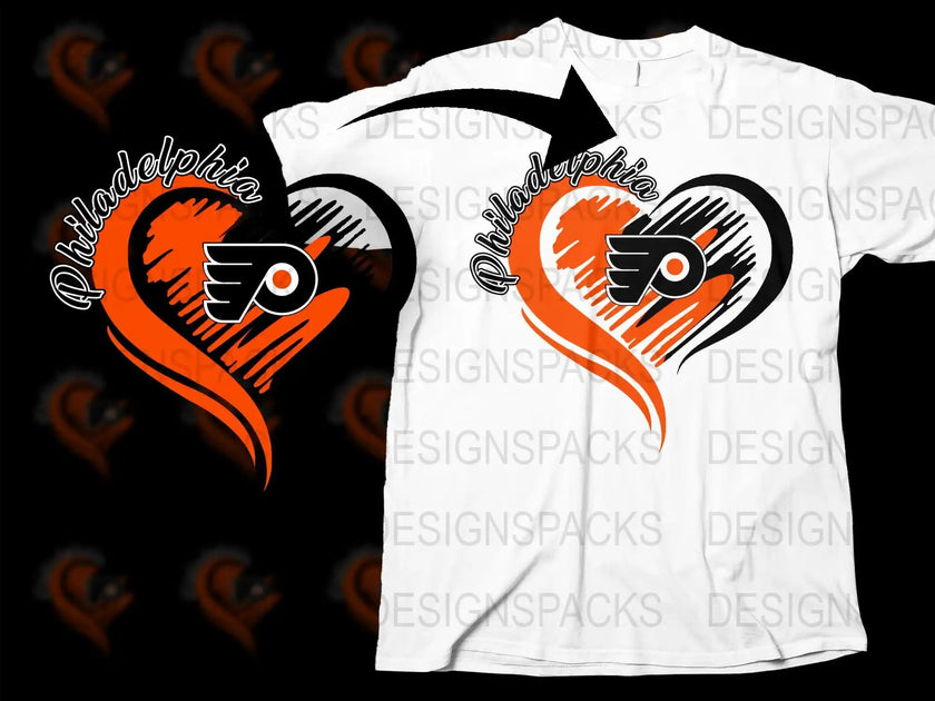 Philadelphia Flyers Heart Logo Design Png Digital Download