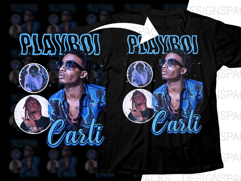 Stylish Playboi Carti Graphic Print Blue Png Digital Download