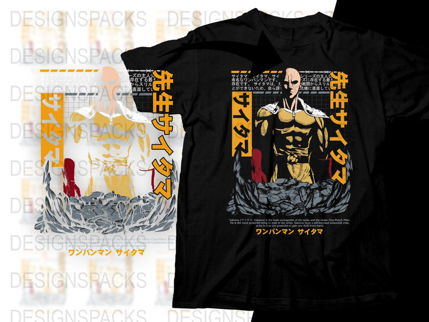 One Punch Man Saitama Anime Graphic Design Png Digital Download