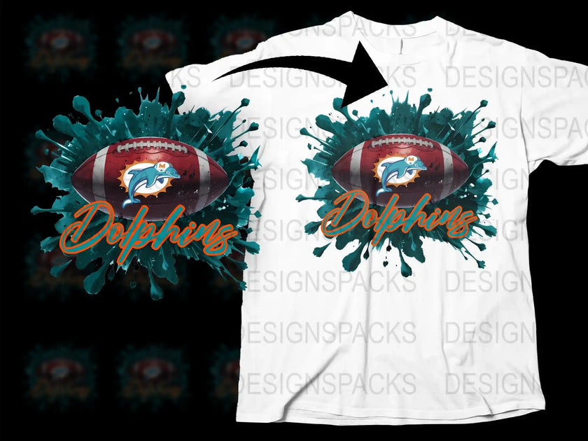 Miami Dolphins Graphic Football Design Png Digital Download
