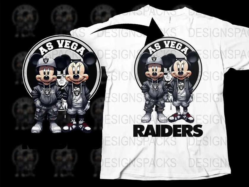 Las Vegas Raiders Mickey and Minnie Mouse Png Digital Download