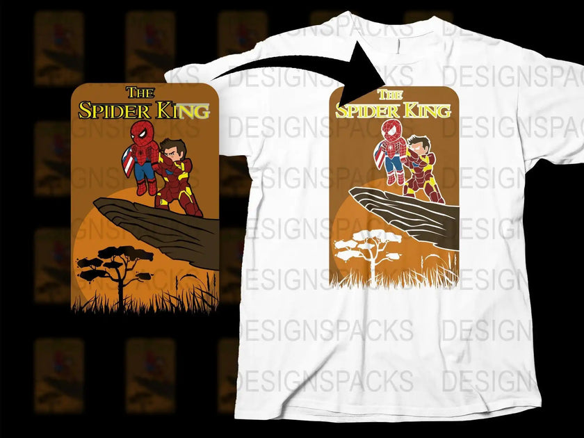 The Spider King Spider Man and Iron Man Cartoon Png Digital Download
