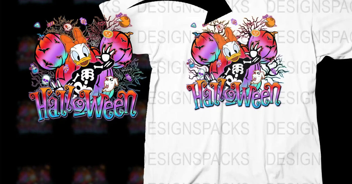 Daisy Duck in Skeleton Suit Halloween Cartoon Png Digital Download ...