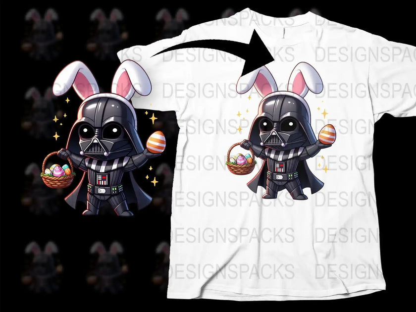 Darth Vader Bunny with Easter Eggs Funny Png Digital Download