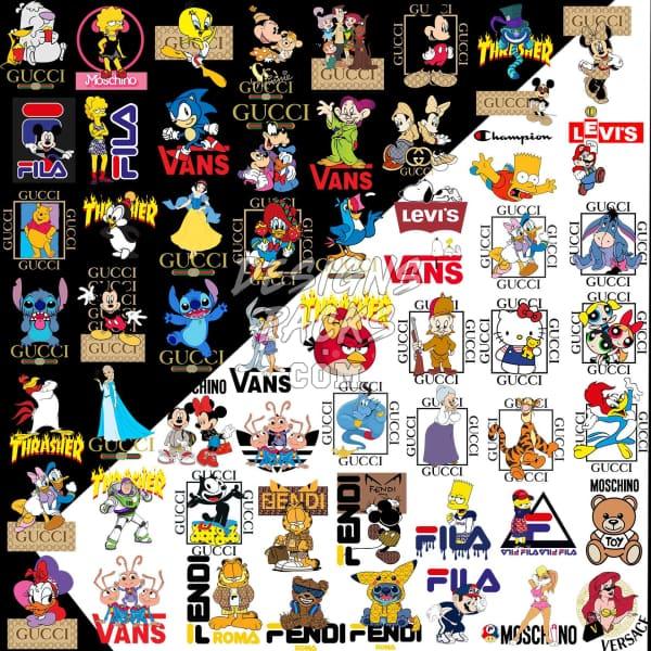 69 Mixed Cartoons Brands Designs Bundle PNG AI