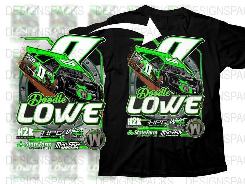 Doodle Lowe Racing Green and Black Graphic Design Png Digital Download