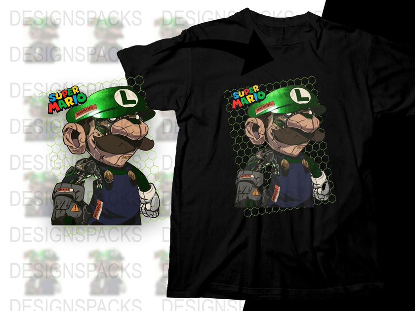 Super Mario Luigi Cyborg Graphic Png Digital Download