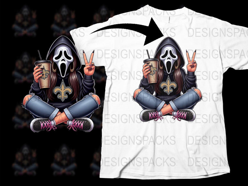 Ghostface Scream Ghost Face with Peace Sign New Orleans Saints Png Dig