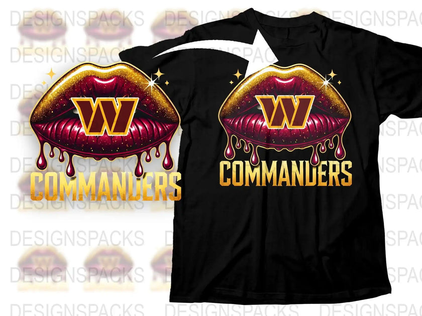 Commanders Dripping Lips Nfl Football Fan Png Digital Download