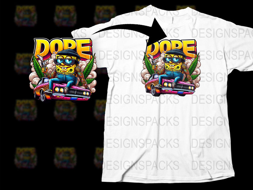 Dope Spongebob and Weed 420 Graphic Png Digital Download