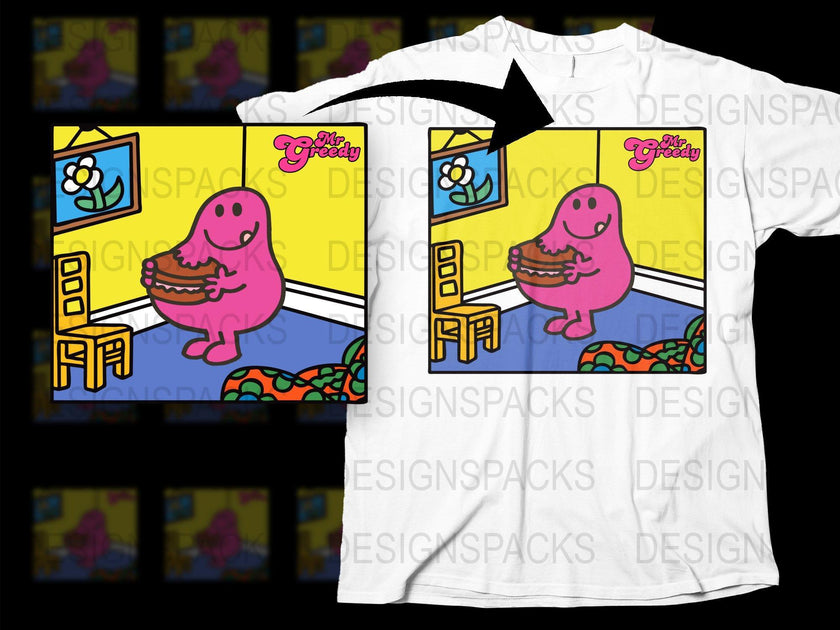 Fun Mr. Greedy Cartoon Character Graphic Png Digital Download