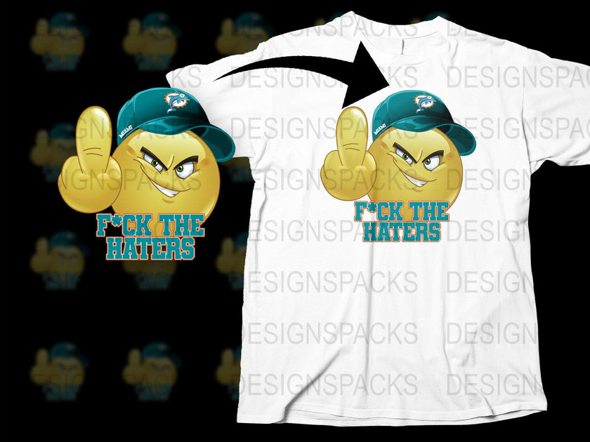 Miami Dolphins Funny Emoji Middle Finger Png Digital Download
