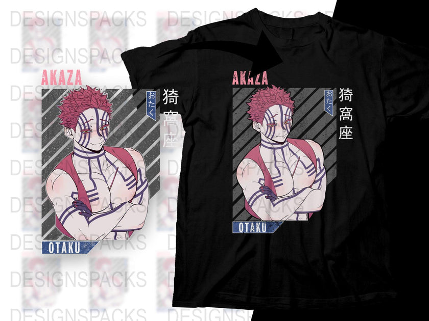 Demon Slayer Akaza Design Muscle Striped Anime Png Digital Download