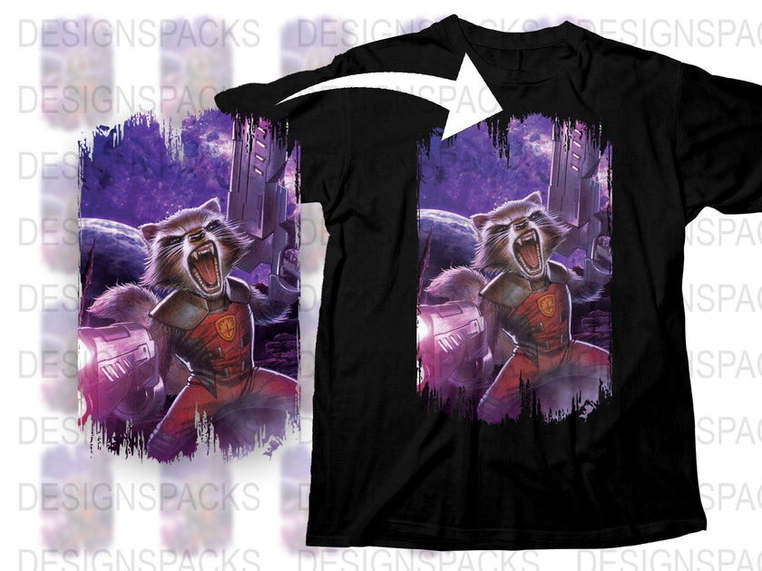 Rocket Raccoon Shouting in Space Png Digital Download