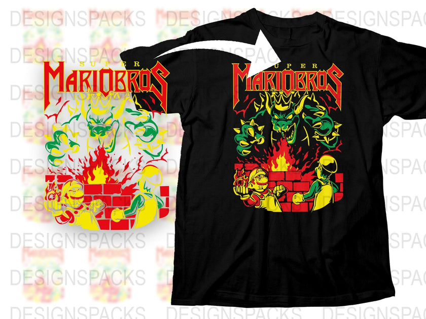 Super Mario Bros Png Digital Download Featuring Bowser Design