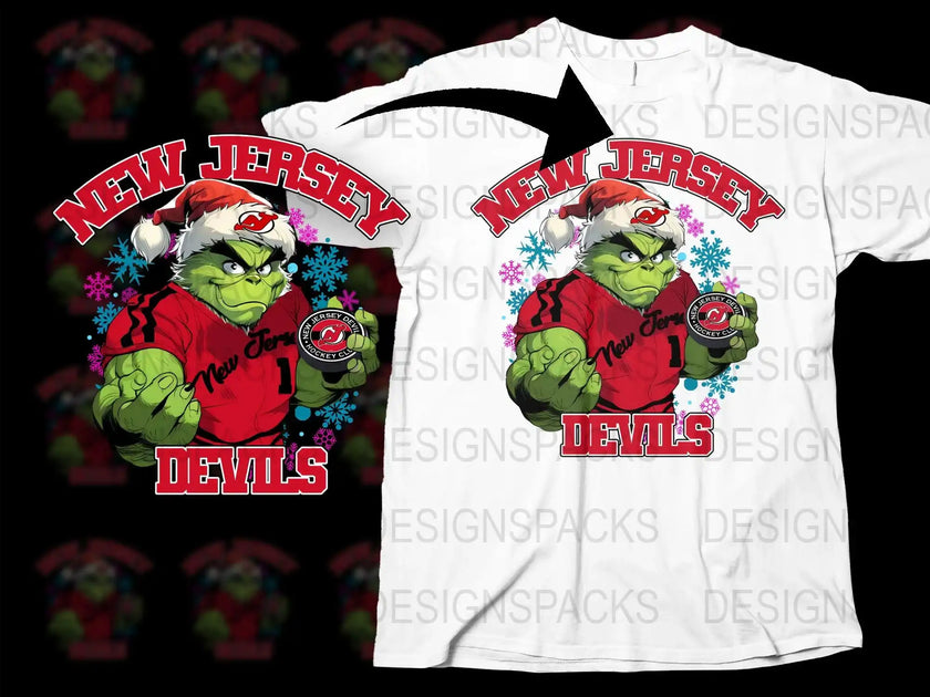 New Jersey Devils Grinch Christmas Themed Png Digital Download