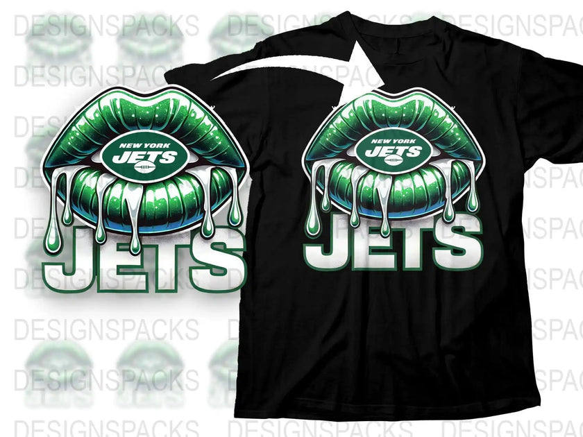 New York Jets Dripping Lips Design Png Digital Download