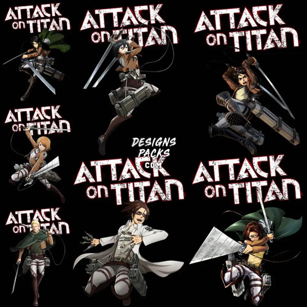 7 Attack Anime AOT Designs Bundle PNG