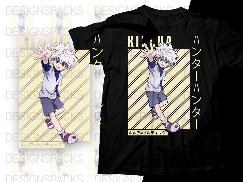 Killua Zoldyck Striped Pattern Graphic Png Digital Download
