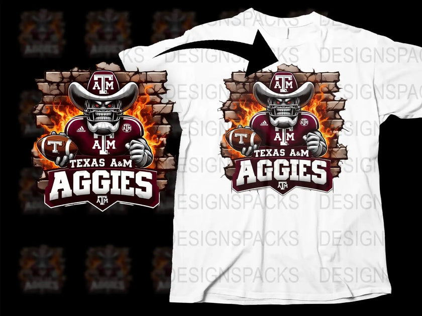 Texas A&M Aggies Football Themed Graphic Png Digital Download