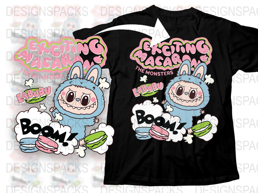Playful Graphic Labubu Exciting Macarons Boom Png Digital Download