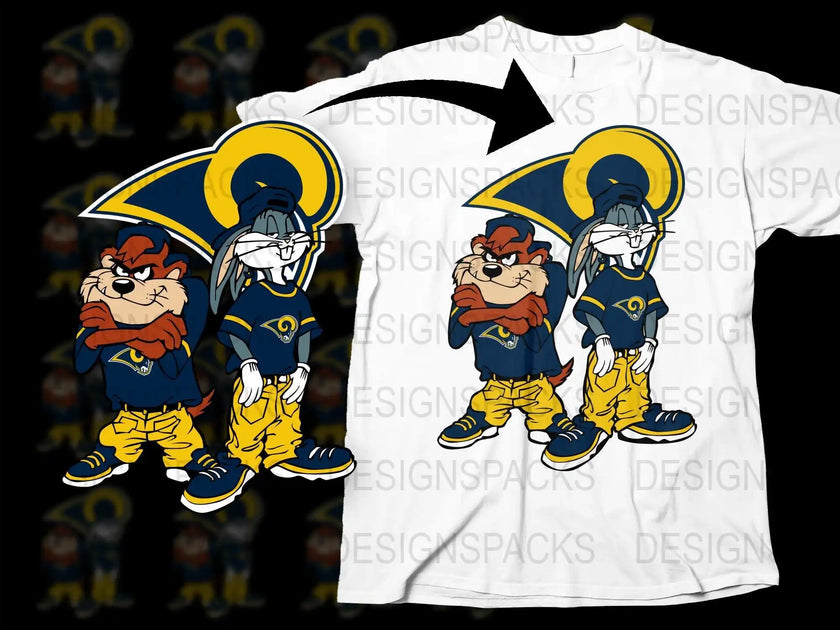 Bugs Bunny & Tazz Football Fan Png Digital Download