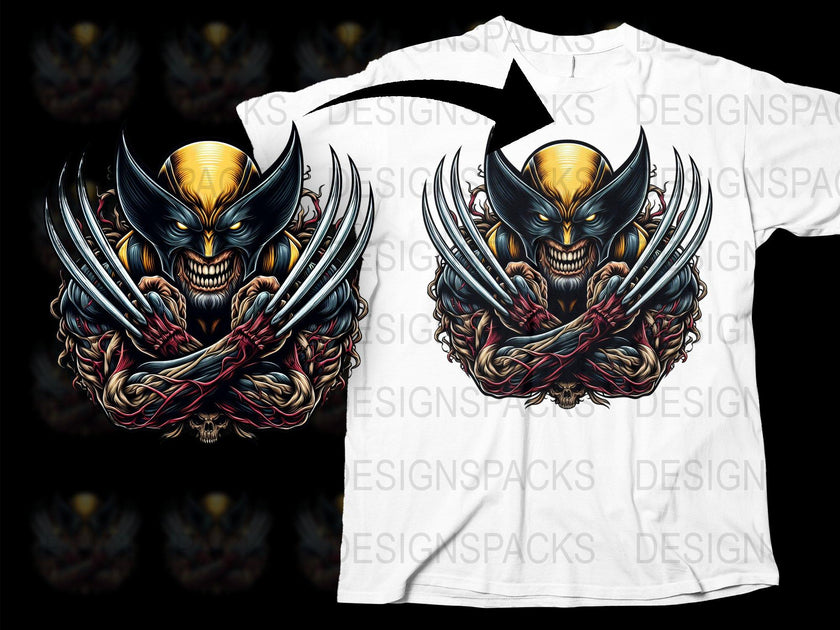 Fierce Wolverine Graphic Design Men's Png Digital Download