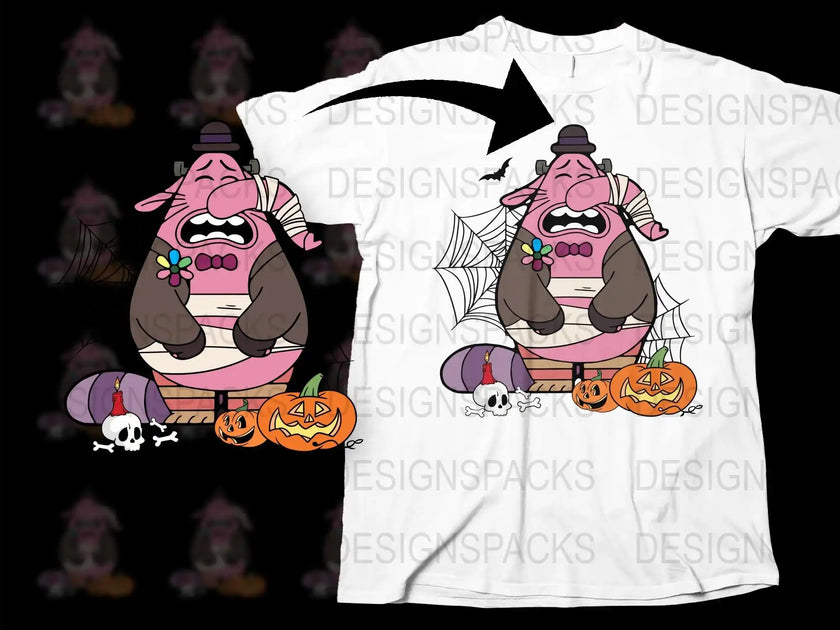 Bing Bong as Frankenstein Monster Halloween Cartoon Png Digital Downlo