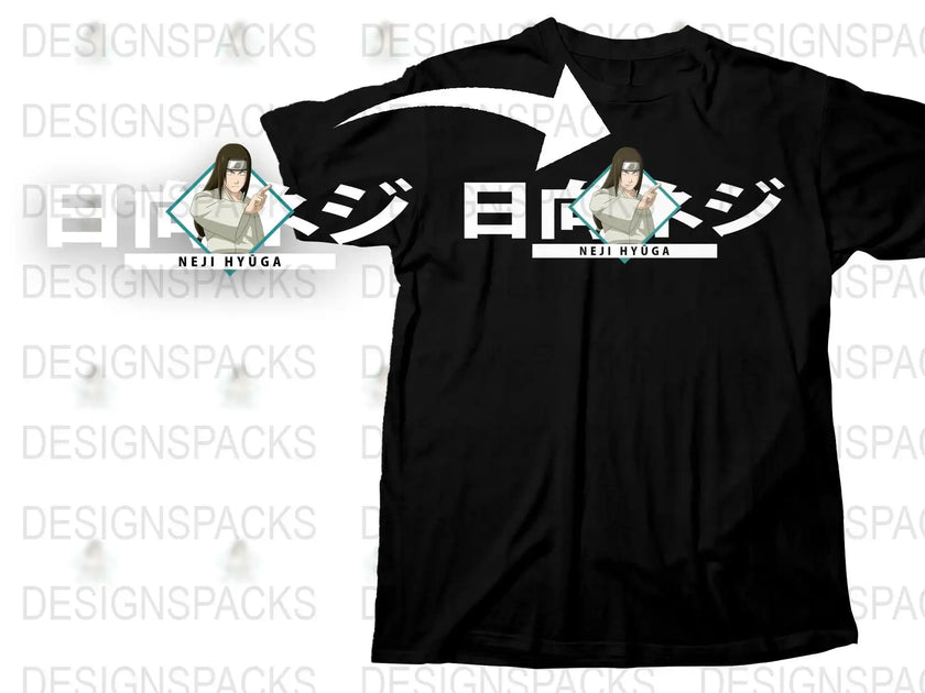 Neji Hyuga from Naruto Anime with Text Design Png Digital Download