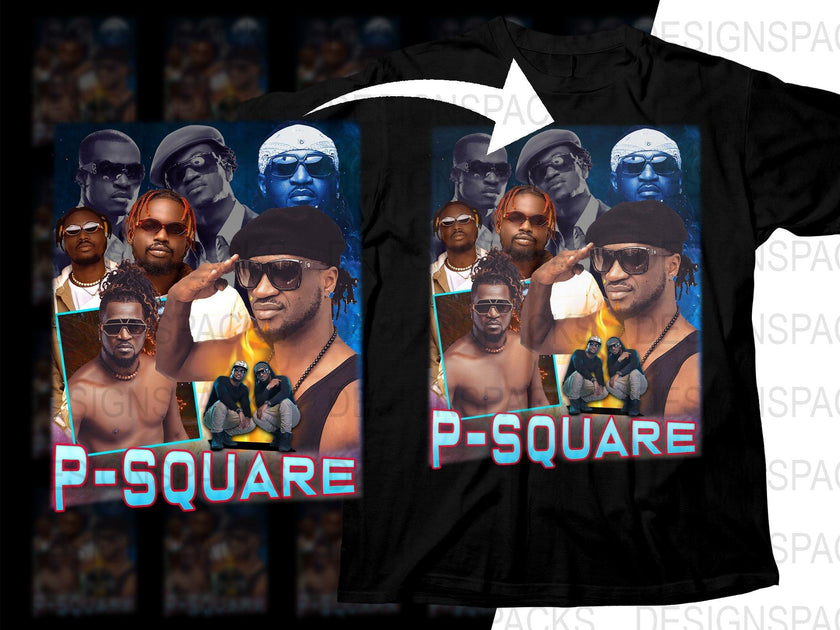 Retro P-Square Bootleg Music Album Cover Art Png Digital Download