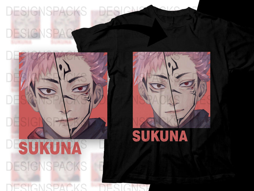 Sukuna Split Face Graphic Anime Design Png Digital Download