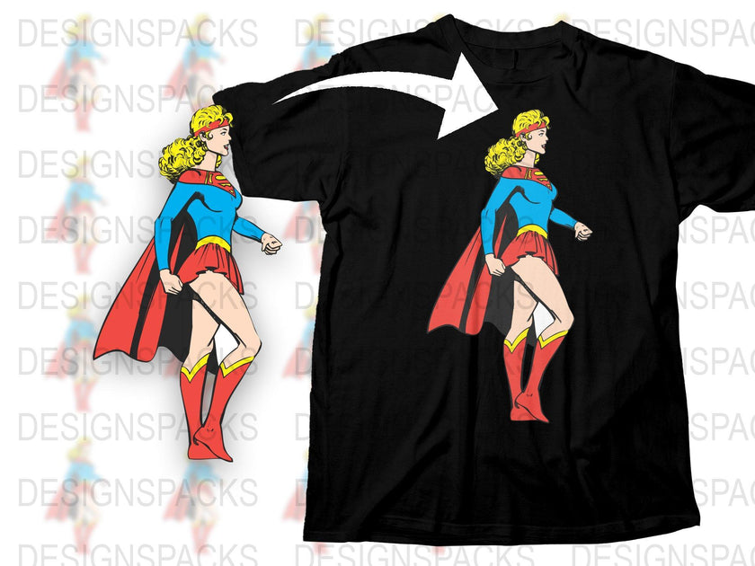 Supergirl Retro Comic Style Women's Png Digital Download