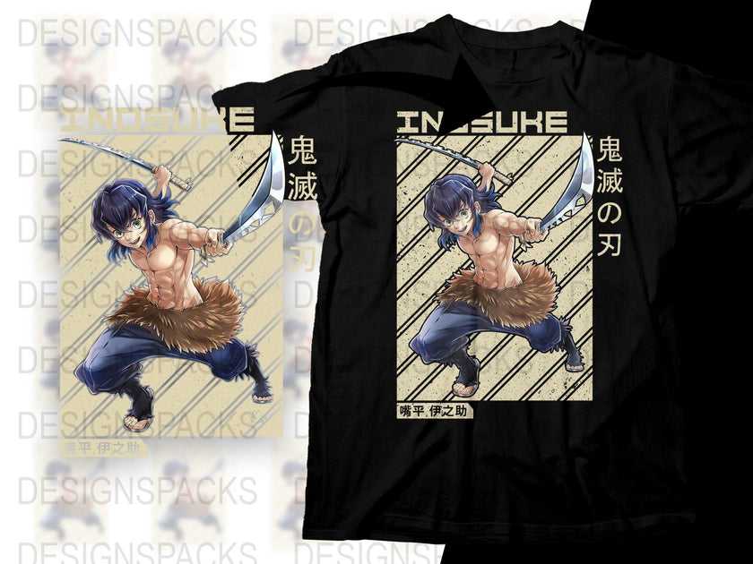 Inosuke Dynamic Battle Stance Design Png Digital Download