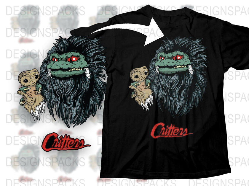 Sci-Fi Monster Holding Alien Critters Png Digital Download