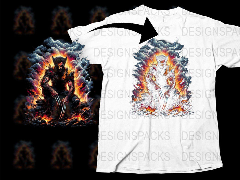 Fire and Smoke Wolverine Graphic Png Digital Download