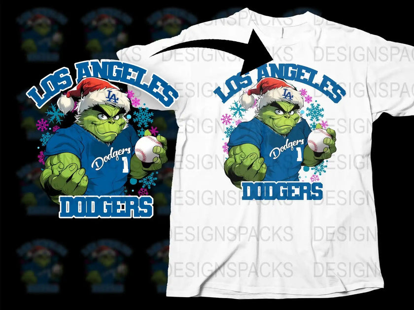 Los Angeles Dodgers Grinch Holding Baseball Png Digital Download