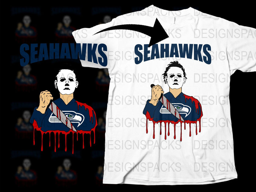 Michael Myers Seahawks Horror Inspired Graphic Png Digital Download