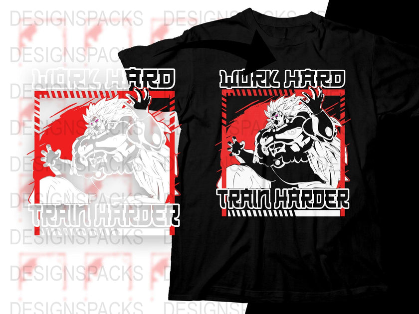 Work Hard Train Harder Dragonmuscle Anime Png Digital Download