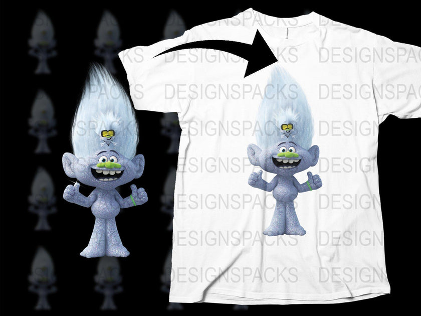 Royal Blue Trolls Png Digital Download for Kids with Guy Diamond
