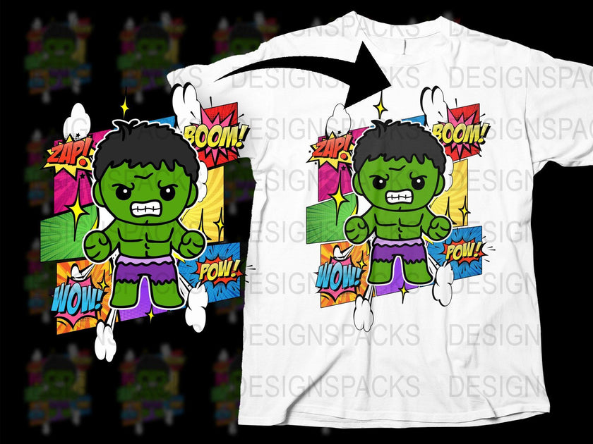 Bold Comic Hulk Design Graphic Png Digital Download