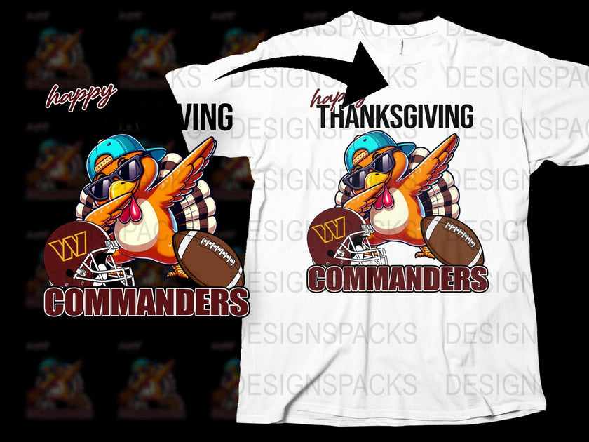 Dabbing Turkey Thanksgiving Washington Commanders Png Digital Download