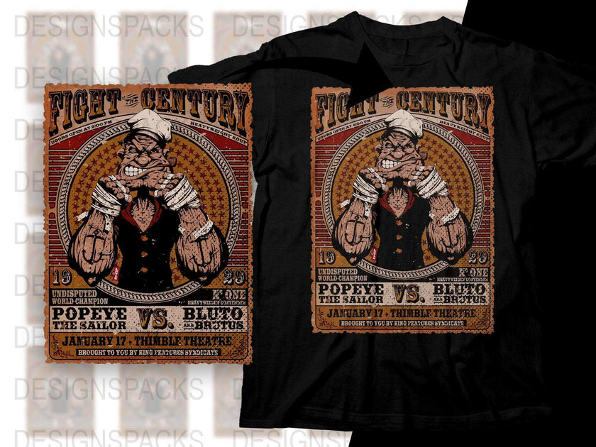 Popeye Fight the Century Graphic Png Digital Download