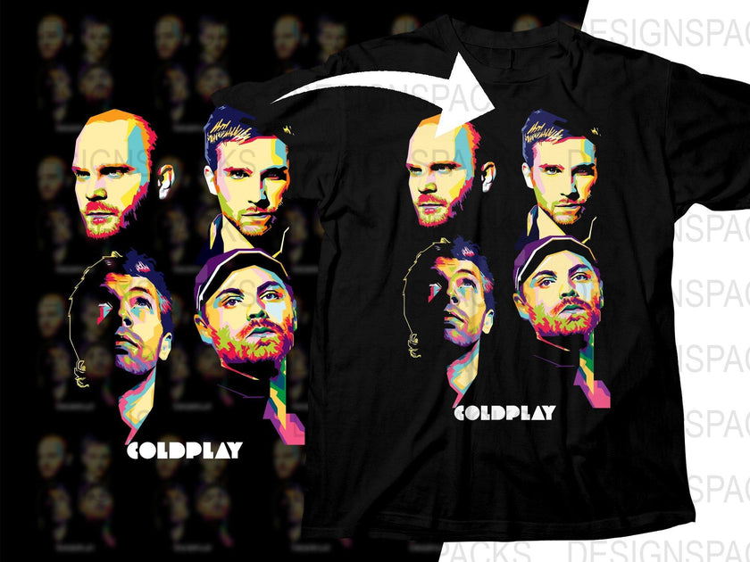 Coldplay Colorful Pop Art Inspired Famous Rock Band Png Design Digital