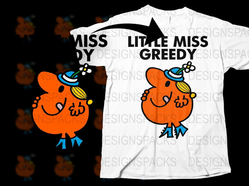 Playful Little Miss Greedy Graphic Png Digital Download