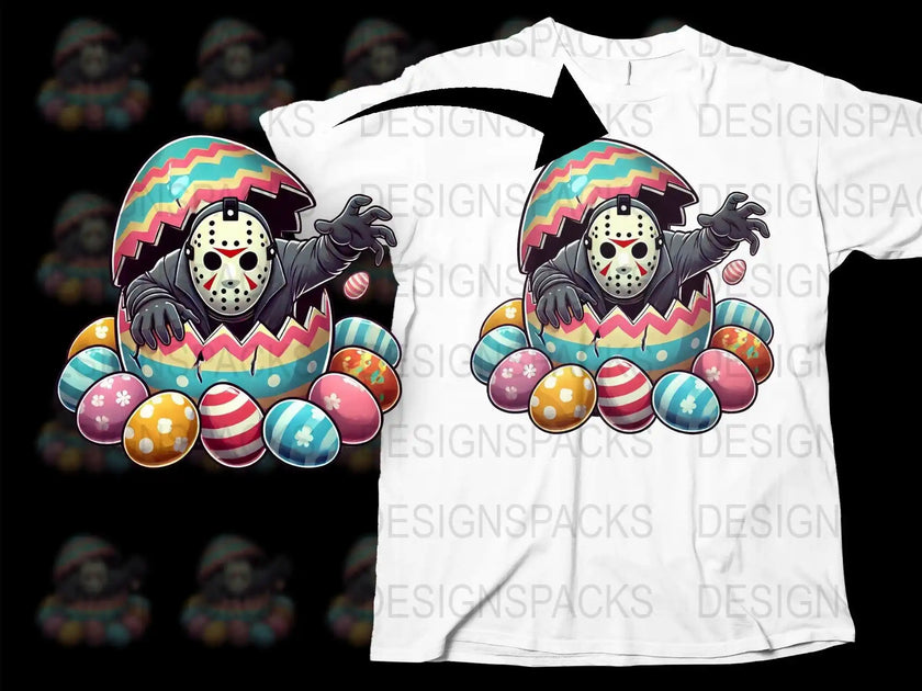 Horror Character Jason Easter Egg Design Png Digital Download
