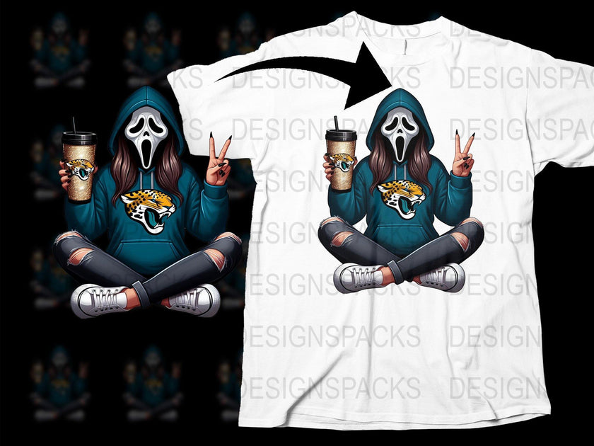 Ghostface Scream Spooky Ghost Football Peace Sign Jaguars Fan Art Png