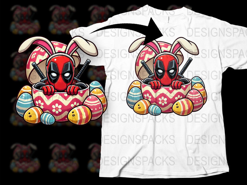 Funny Deadpool Easter Bunny Egg Hunt Png Digital Download